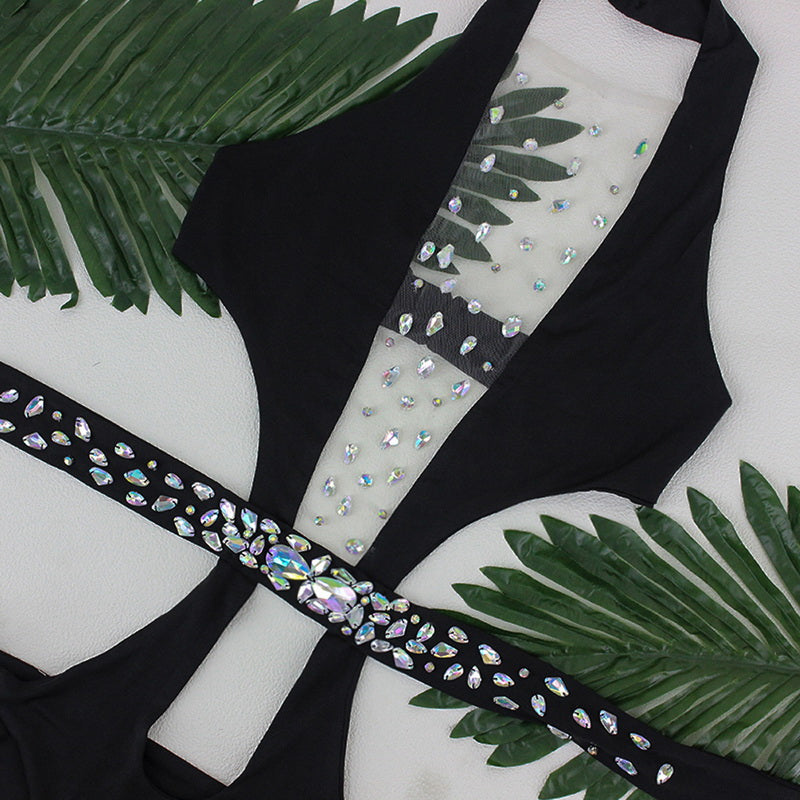 Bedazzled Mesh Monokini – Lizzie Lahaina Couture Swimwear Made In Maui