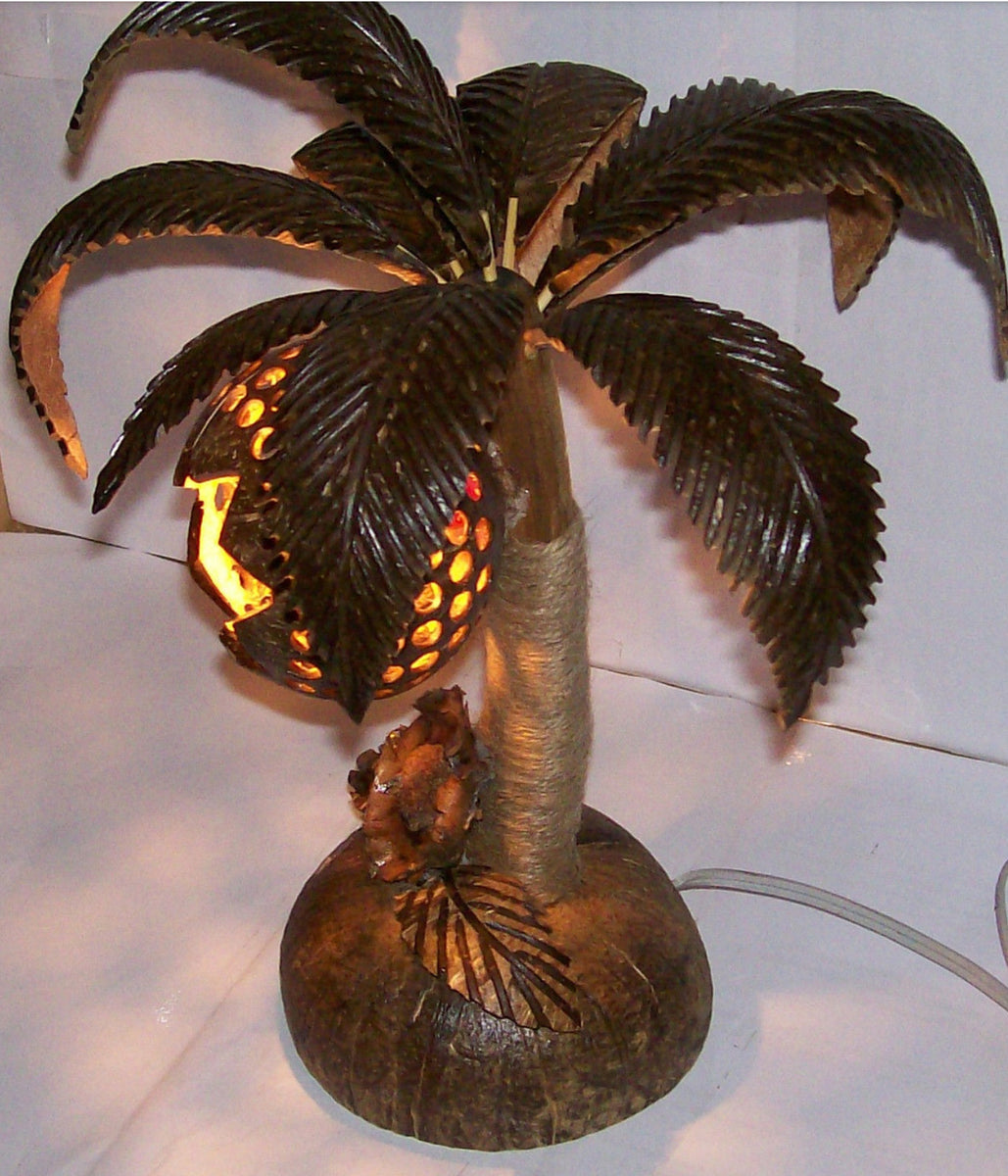 Hand made Coconut Table Lamp – Lizzie Lahaina Couture Swimwear Made In Maui